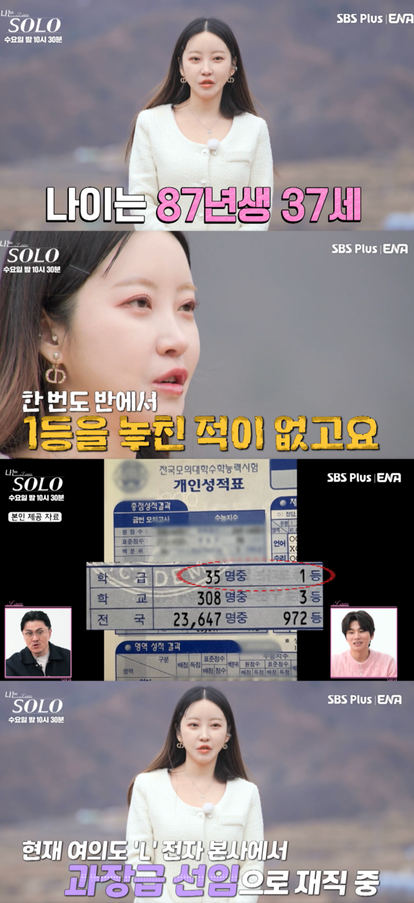 "한번도 1등 놓친 적 없어" '나는 솔로' 20기 정숙 직업이 공개되자 데프콘도 놀라고 나도 놀라고 모두가 한동안 말을 하지 못했다